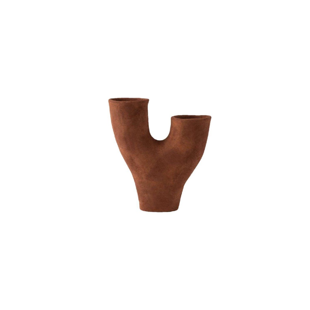 Vase en terre cuite 2 ouvertures coloris ocre | Casa Nova